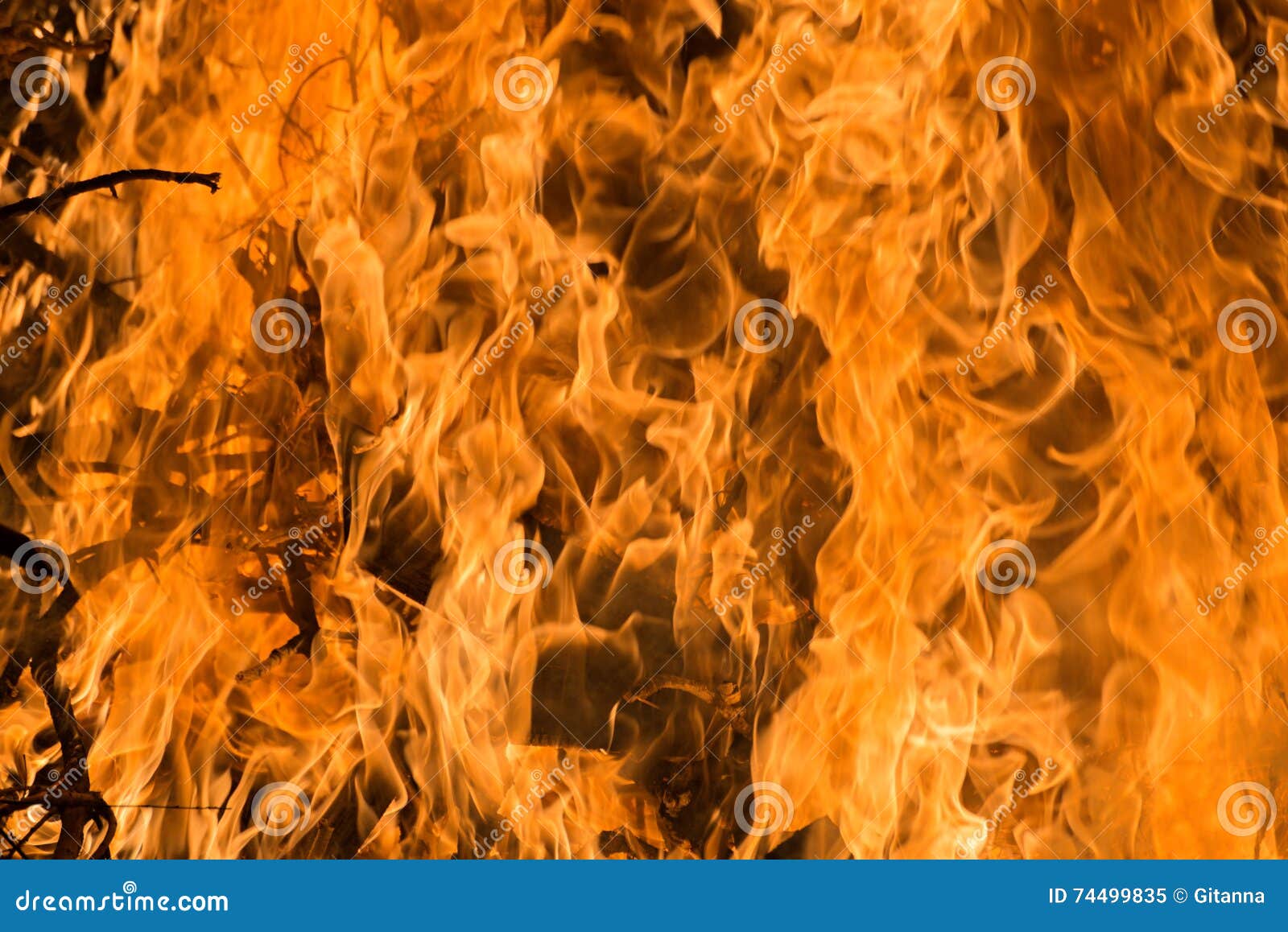 Fire on the mountain stock image. Image of blaze, ignite - 74499835