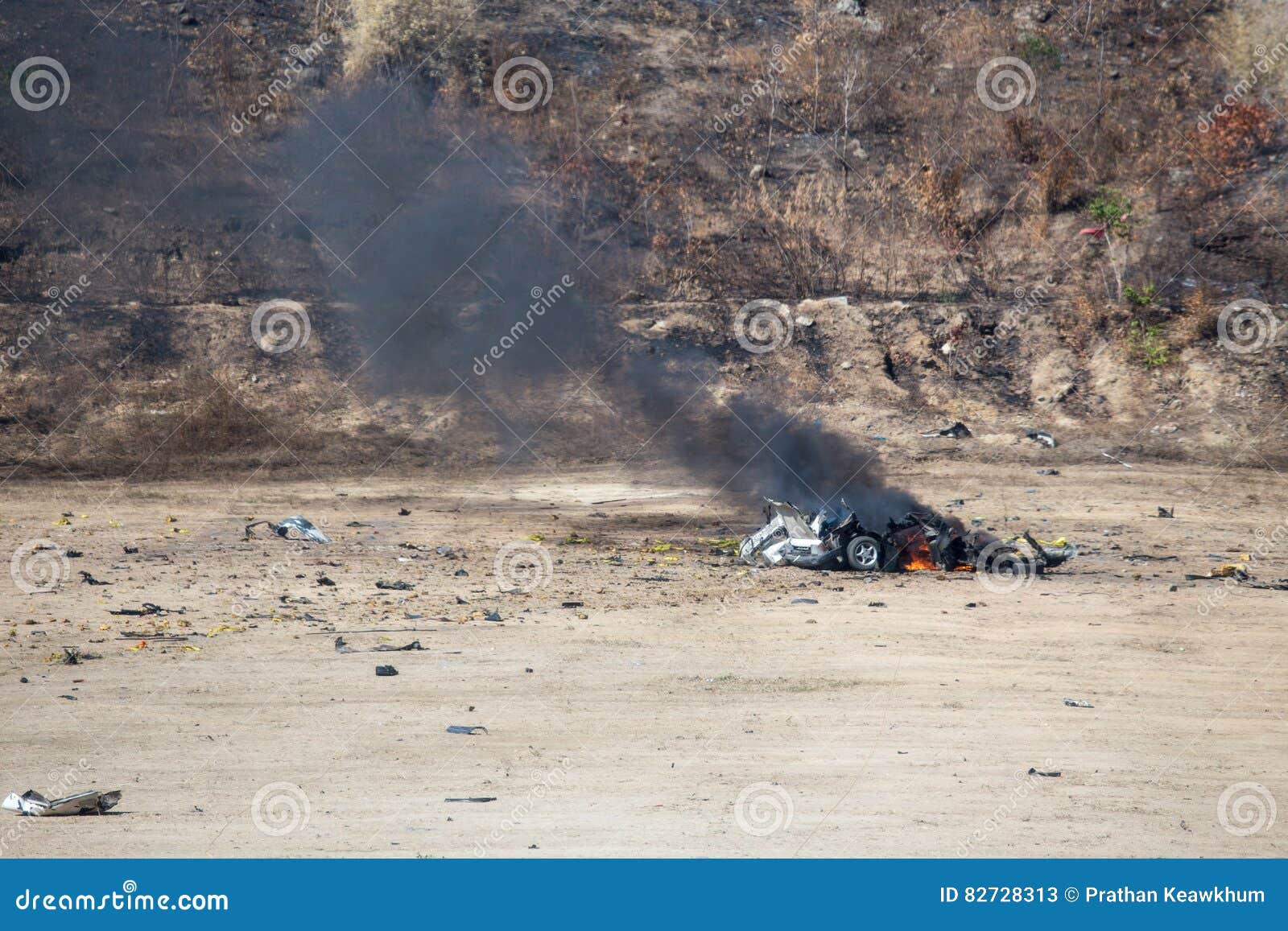 Fire and Movement of Car Part Blown Away from Car Bomb Investigation ...