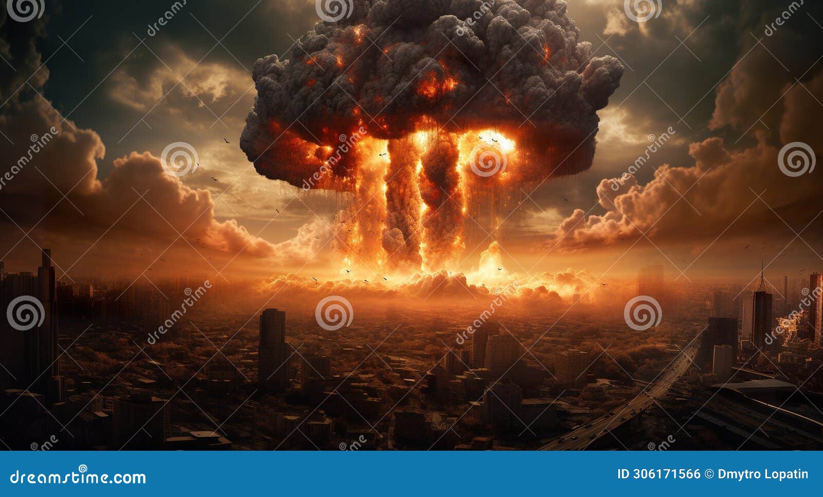 Fire Mushroom of Nuclear Explosion, Atomic War and Apocalypse Concept ...