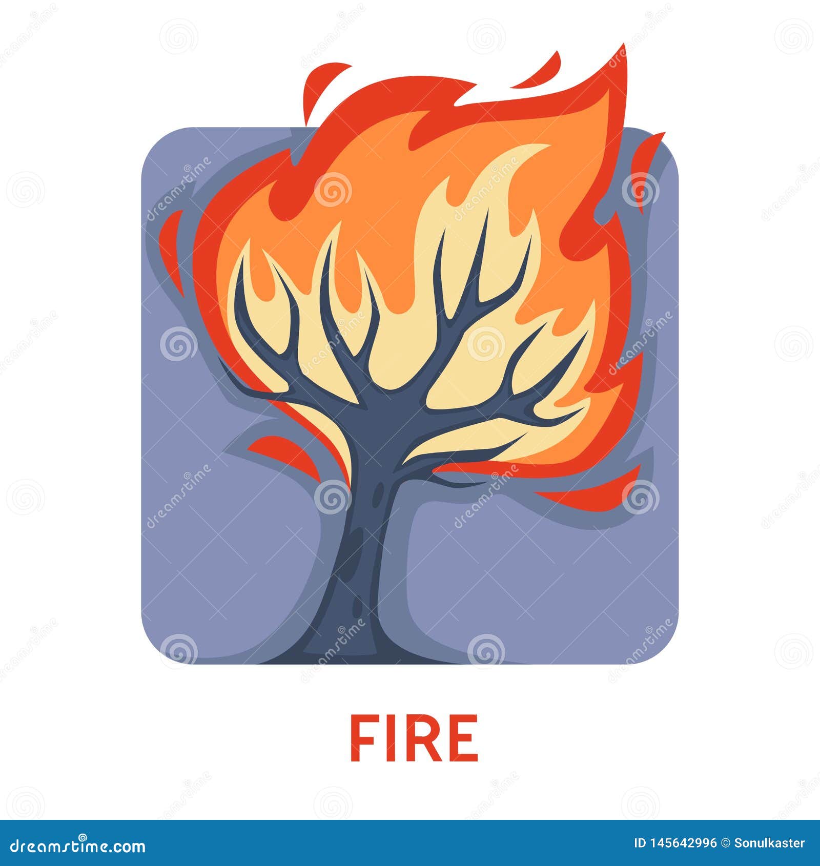 Fire Natural Disaster Wildfire Tree in Flame Isolated Icon Stock Vector ...
