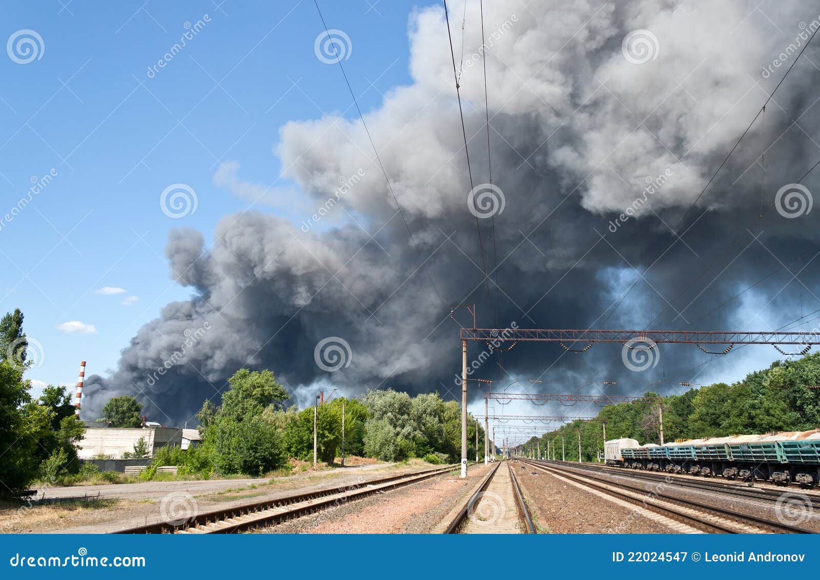 Fire Near Railway Station Brovary Stock Image - Image of disaster ...
