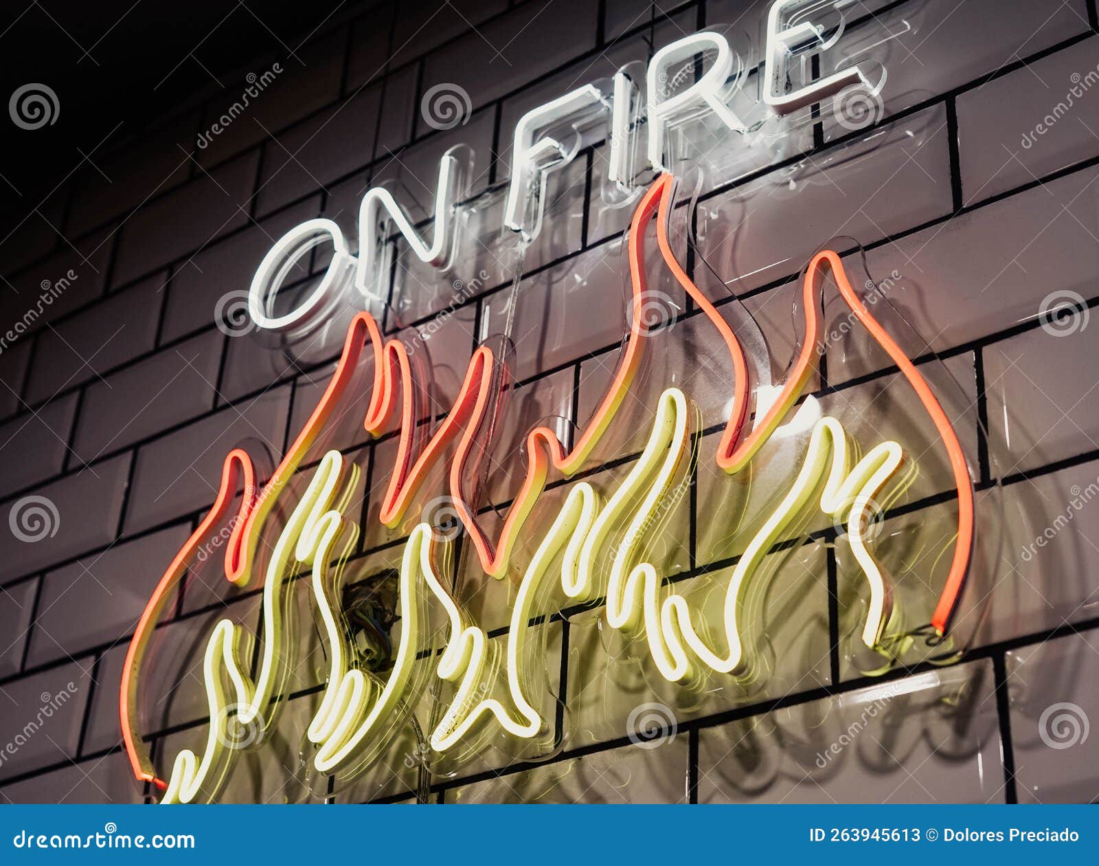 Fire Neon Sign To Hang on the Wall Stock Image - Image of tube, shape ...