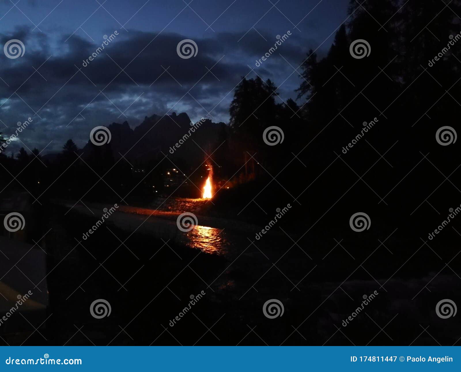 Fire in the night stock image. Image of reflex, dark - 174811447