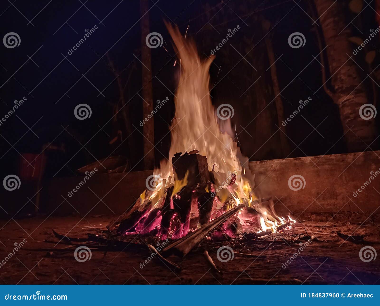 Fire on night stock photo. Image of night, fire - 184837960