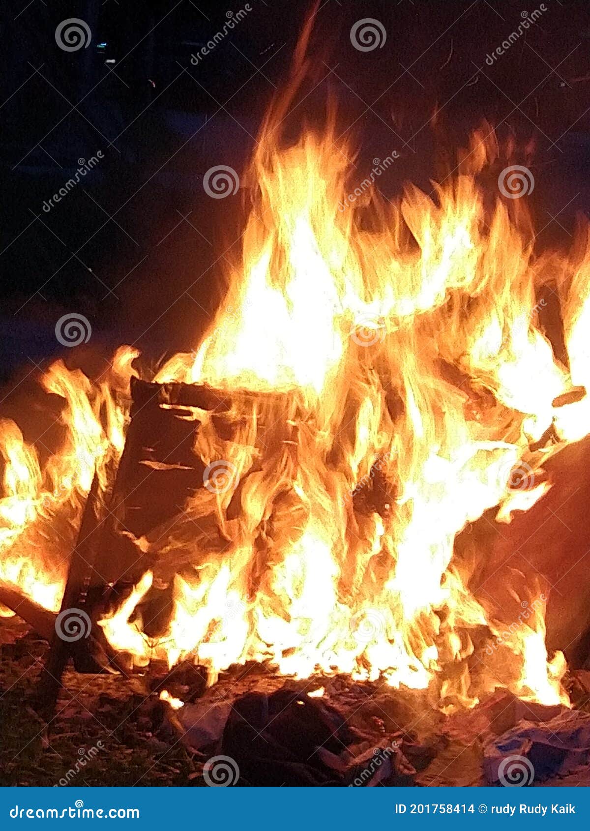 Fire at night stock photo. Image of flame, bonfire, night - 201758414