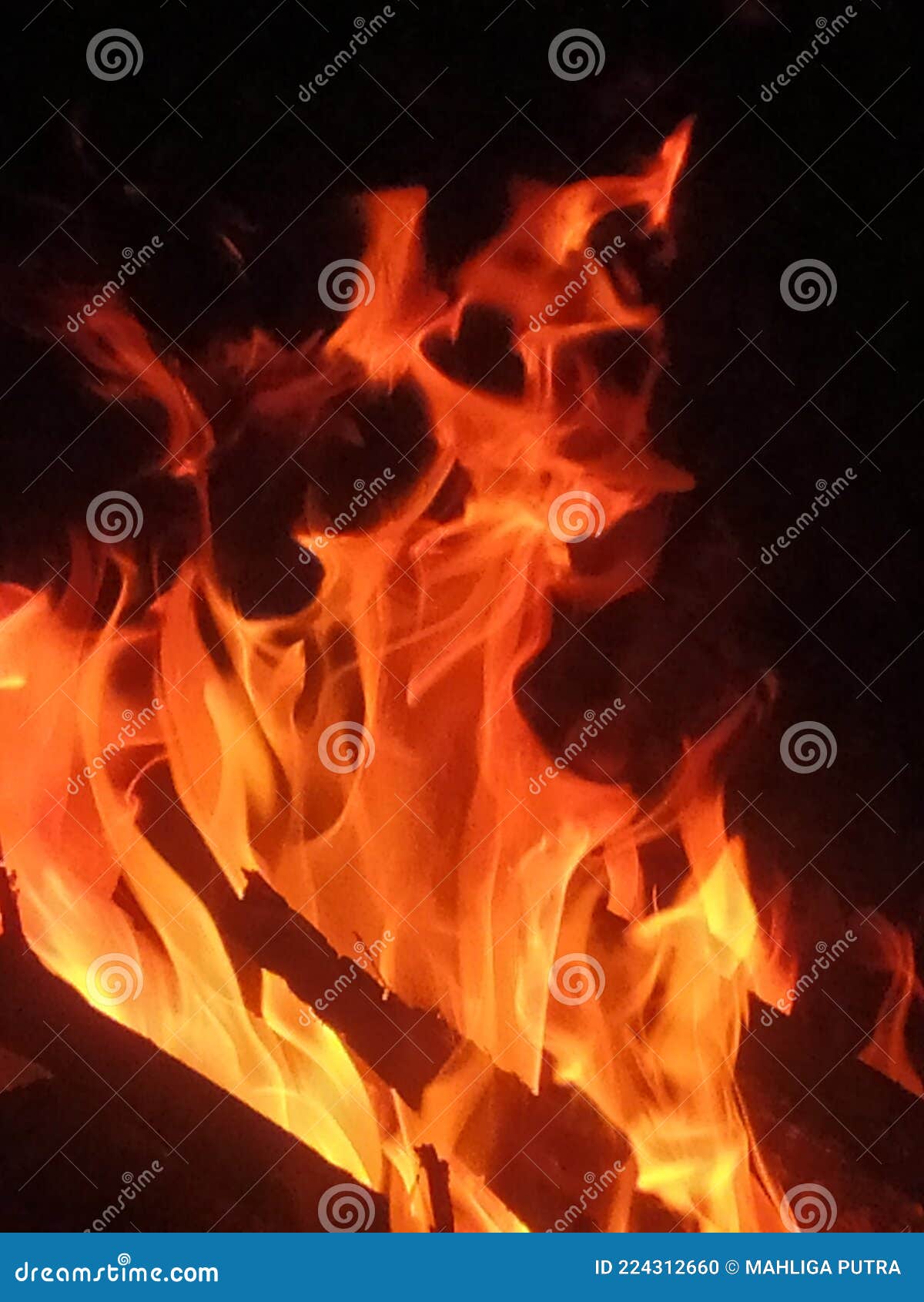 Fire at night stock photo. Image of warm, flame, blaze - 224312660