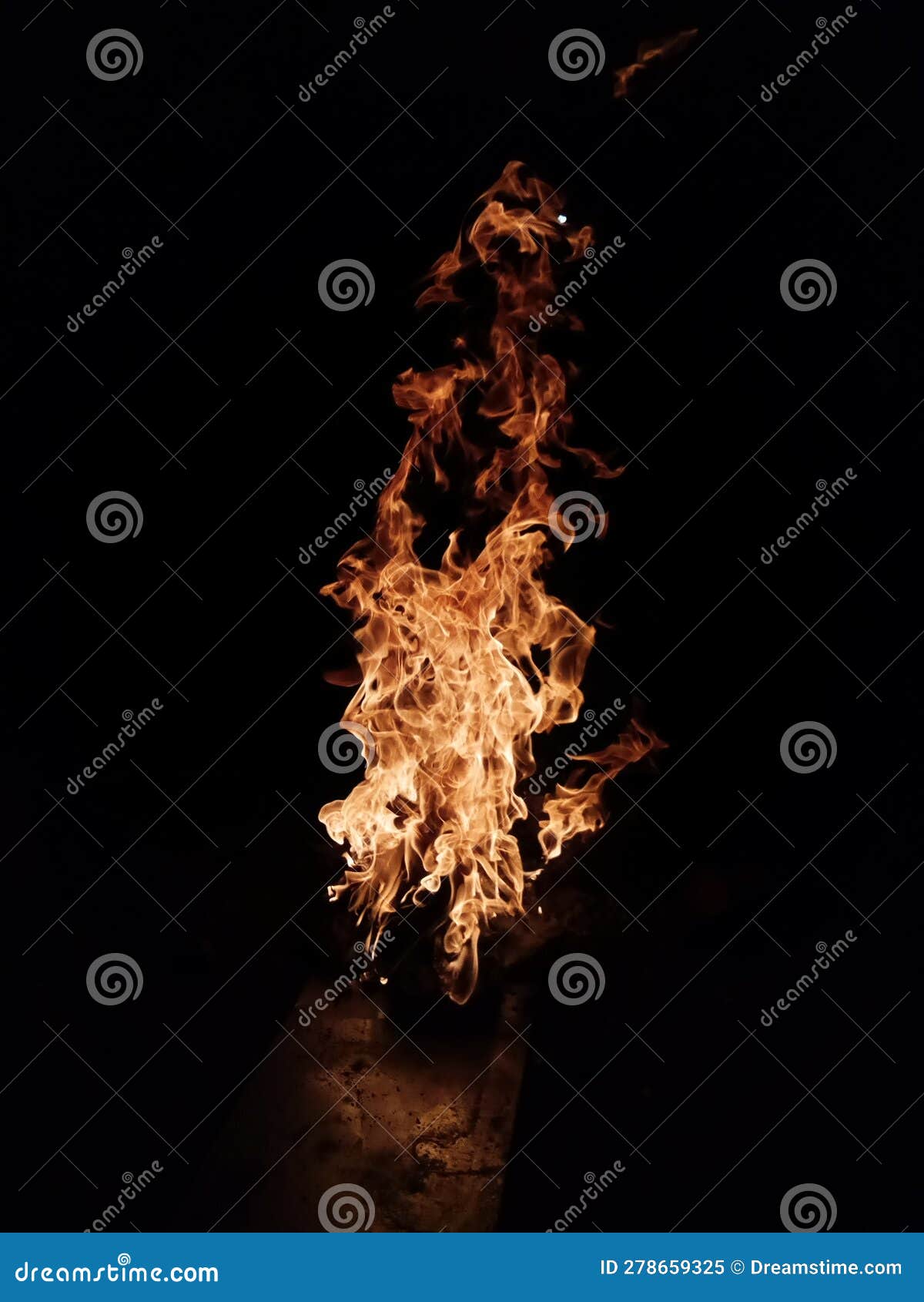 Fire at night stock image. Image of warmth, smoldering - 278659325