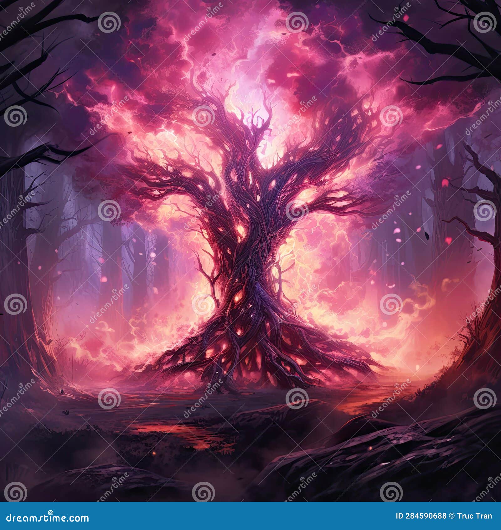 Fire in the Night, Background with Fire, Background with Tree ...