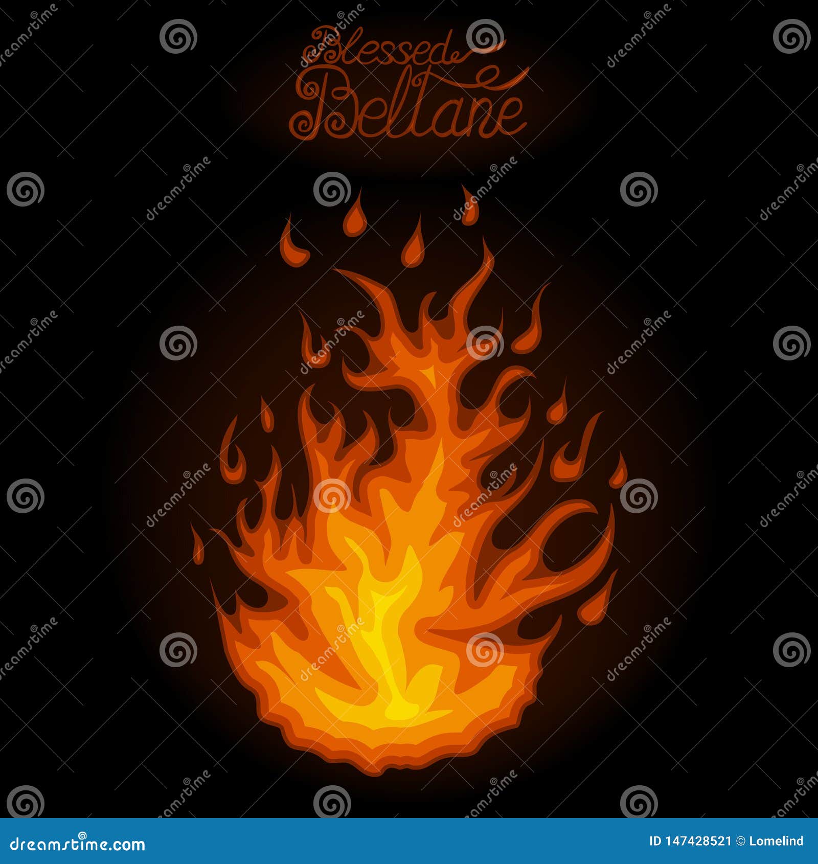 Fire in Night. Blessed Beltane Stock Illustration - Illustration of ...