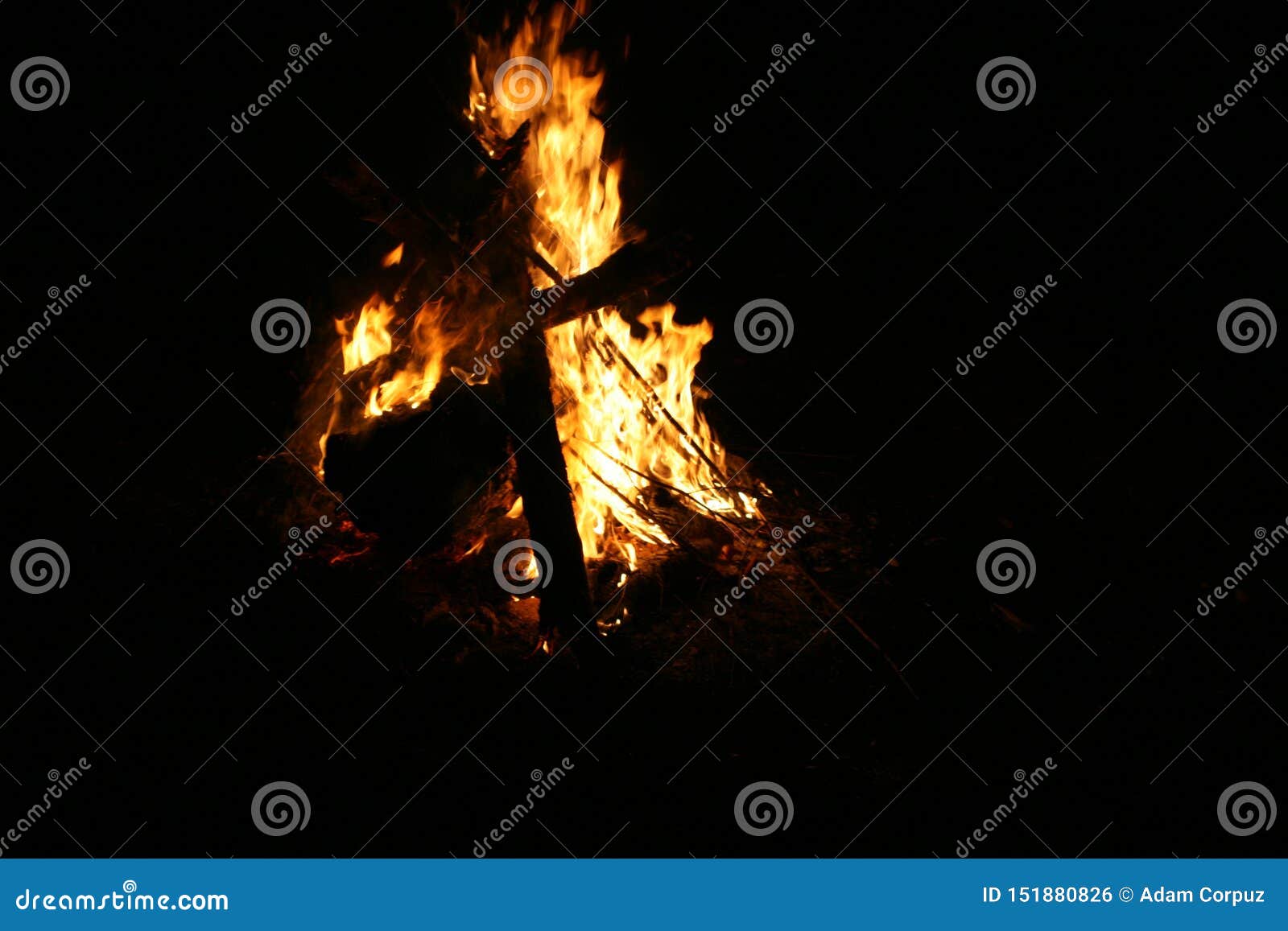 Fire in the night stock photo. Image of dark, bonfire - 151880826