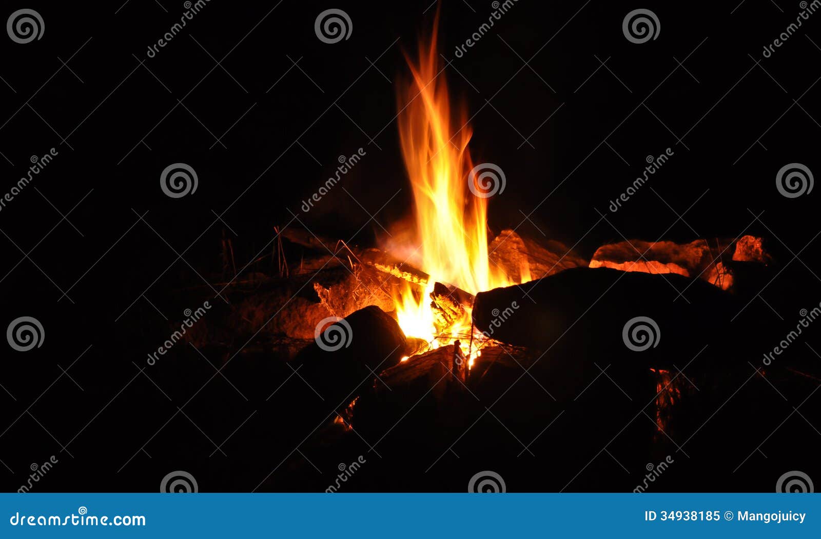 Fire in the night stock image. Image of warm, outdoor - 34938185