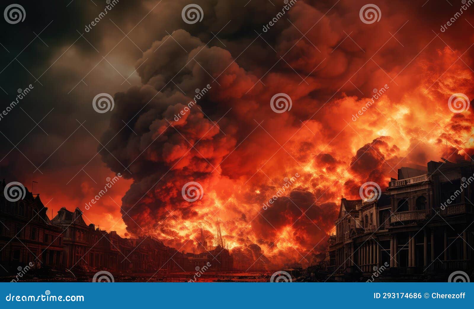 Fire in the City Caused by the Explosion of a Combat Missile Stock ...