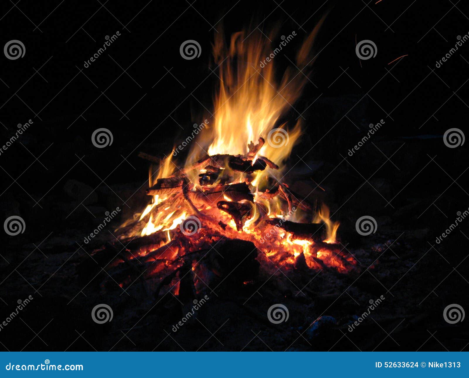 Fire in the night stock photo. Image of flame, night - 52633624