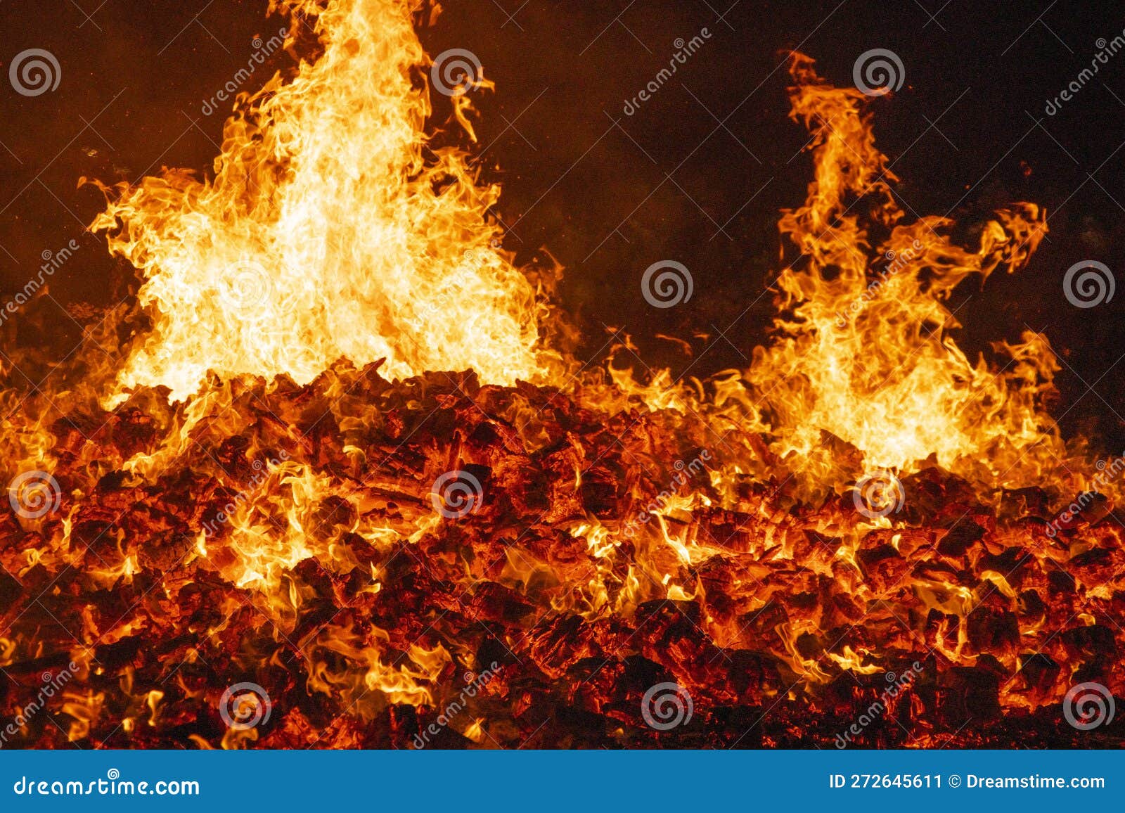 Fire by Night. Flames and Embers. Hot and Inferno Stock Image - Image ...