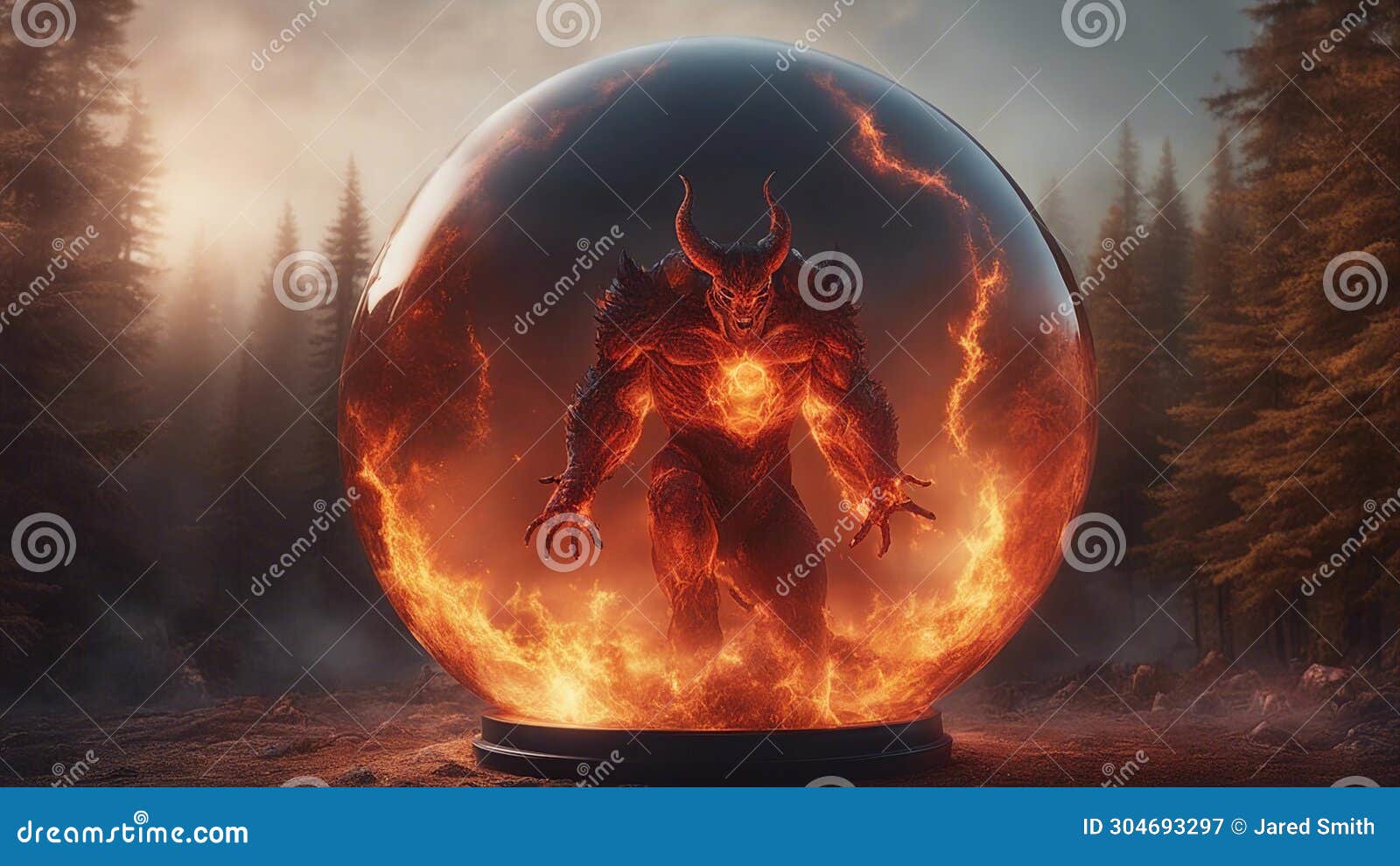 Fire in the Night Highly Intricately Render Depicting the Devil in ...