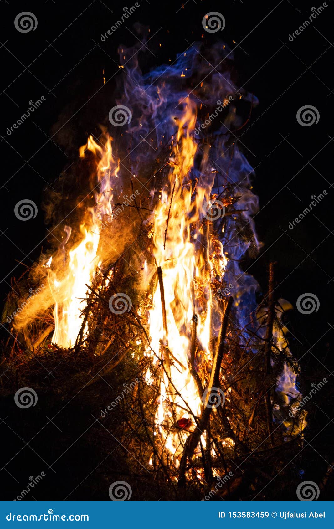 Fire in the night stock image. Image of objects, light - 153583459