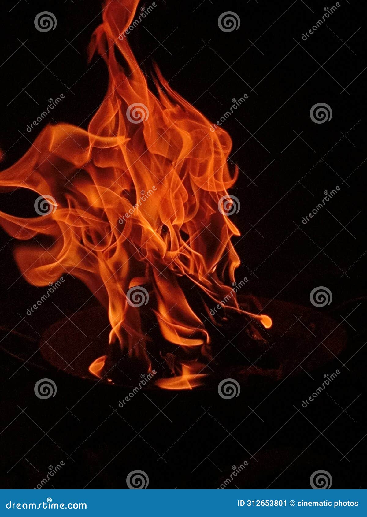 The Fire at Night is Very Burning and Creates a Beautiful Fire Stock ...