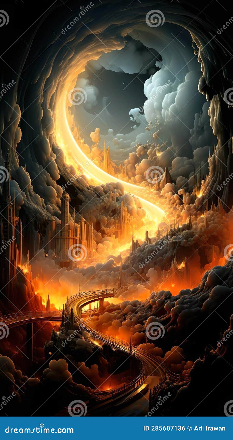 The Fire of the Night View Animation Illustration 2d Fantasy Stock ...
