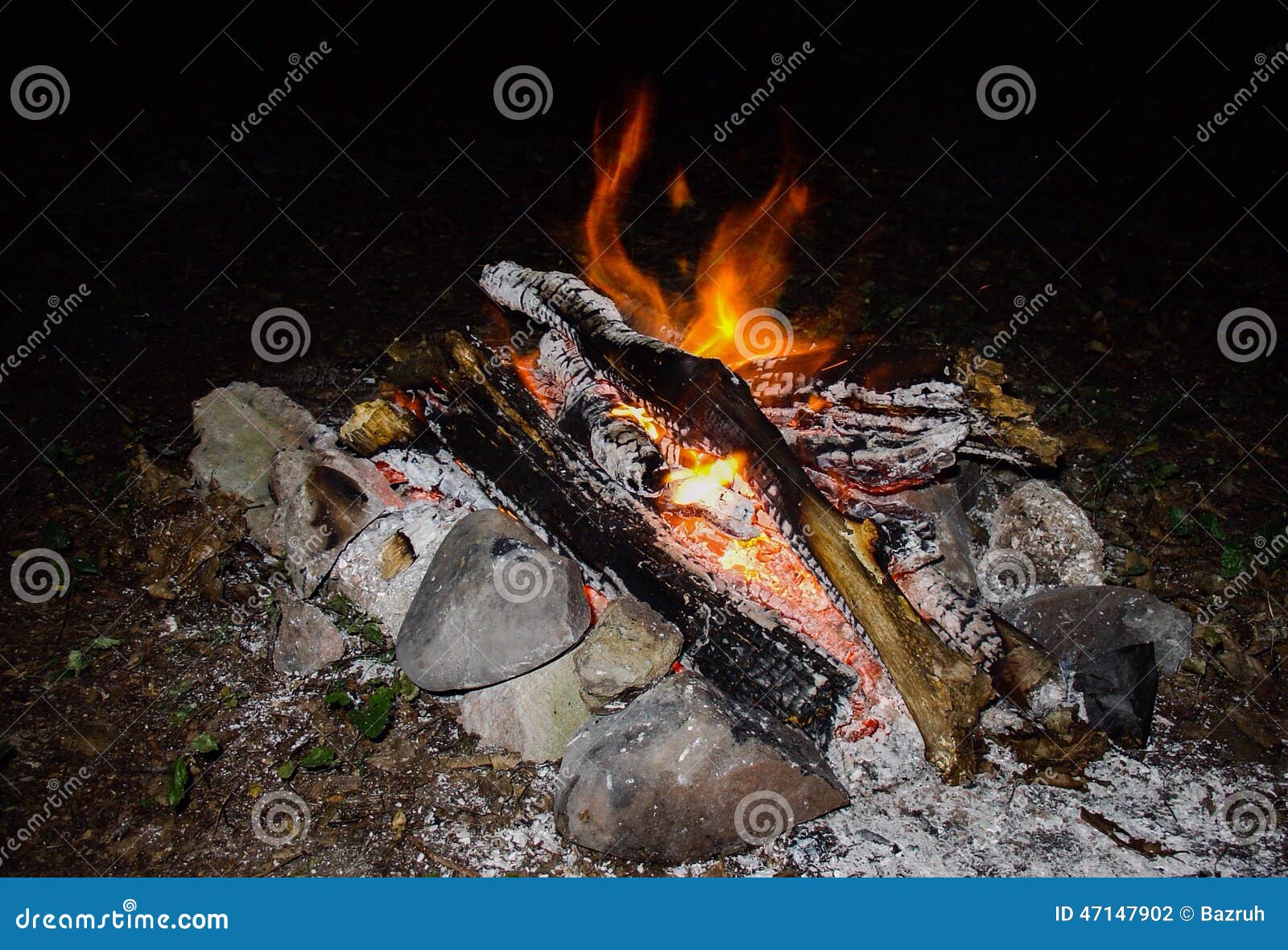 Fire in night stock photo. Image of fall, long, leaves - 47147902