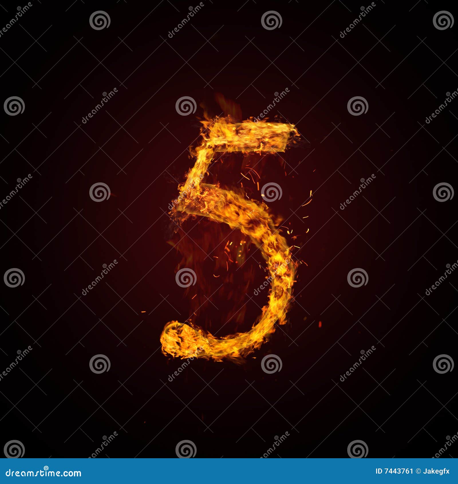Fire Number 5 Five Of Burning Flame Royalty-Free Stock Photo ...