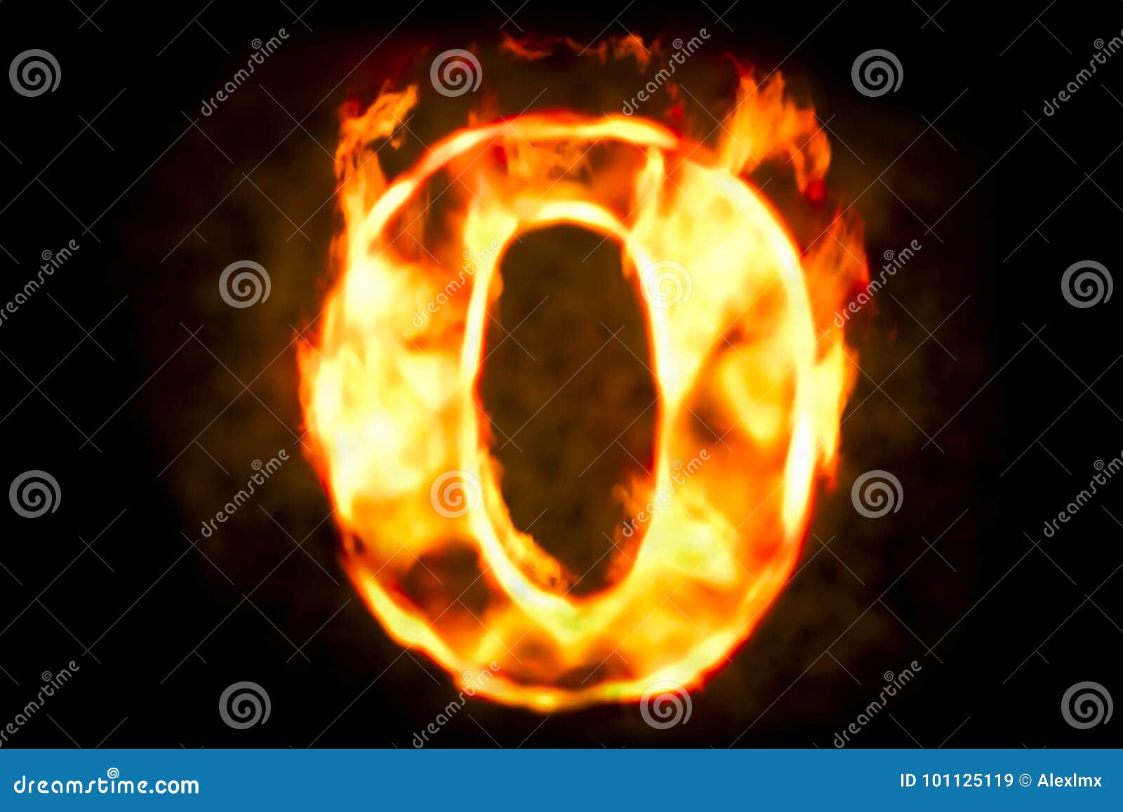 Fire Number 0 of Burning Flame Light, 3D Stock Illustration ...