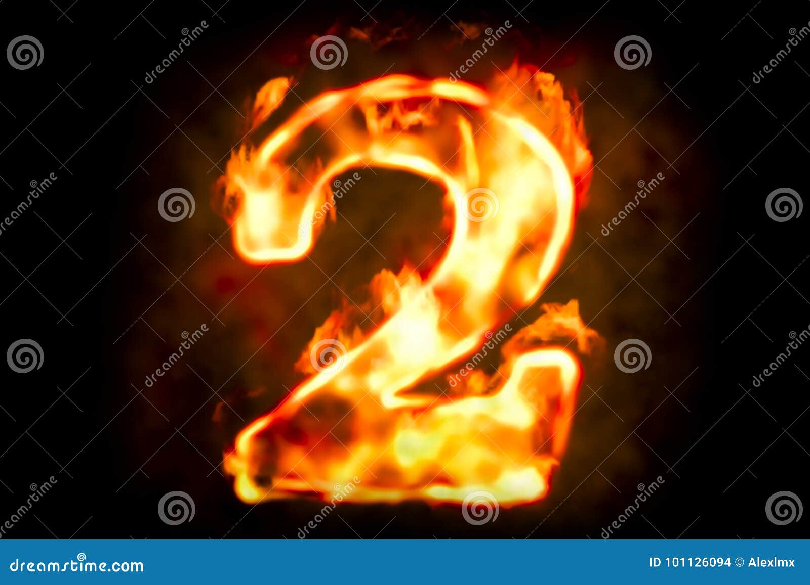 Fire Number 2 of Burning Flame Light, 3D Stock Illustration ...