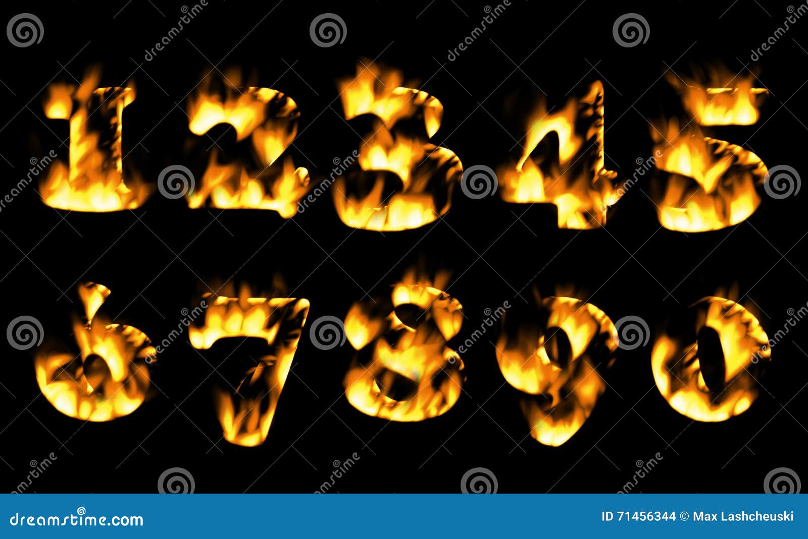 Fire Number, Figures in Flame. Part 6 Stock Illustration - Illustration ...
