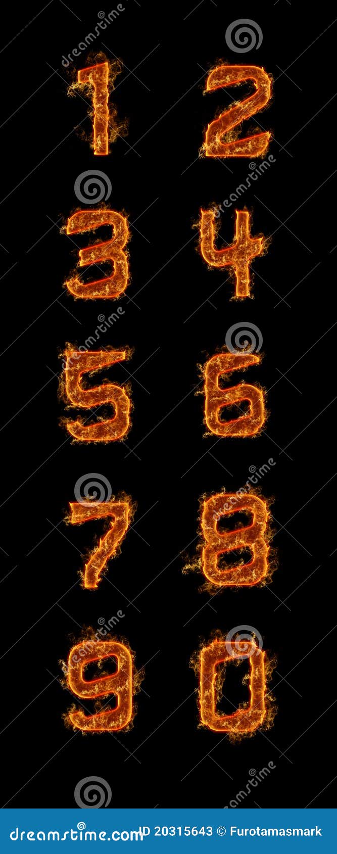 Fire Numbers 0-9 stock illustration. Illustration of abstract - 20315643