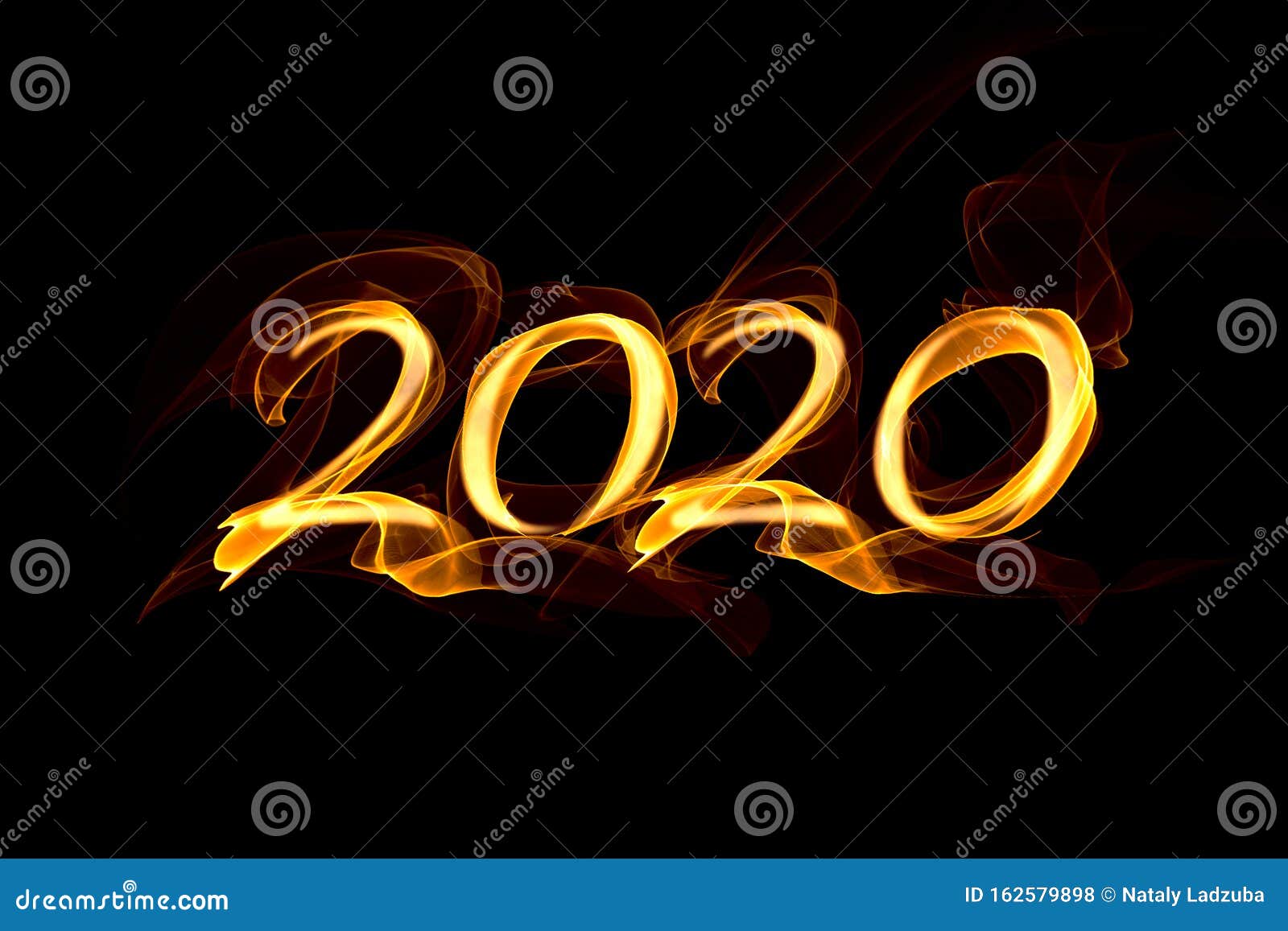 Fire Numbers 2020 on a Black Background Stock Illustration ...