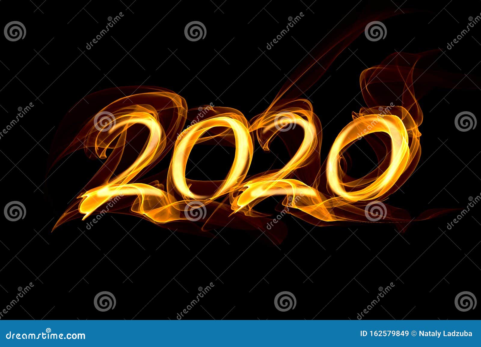 Fire Numbers 2020 on a Black Background Stock Illustration ...