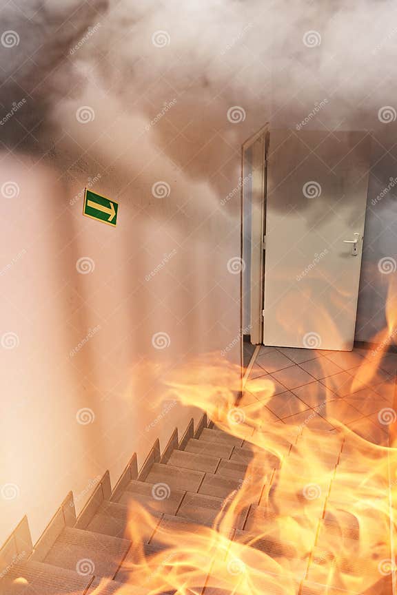 Fire in the Office Building Stock Photo - Image of black, security ...