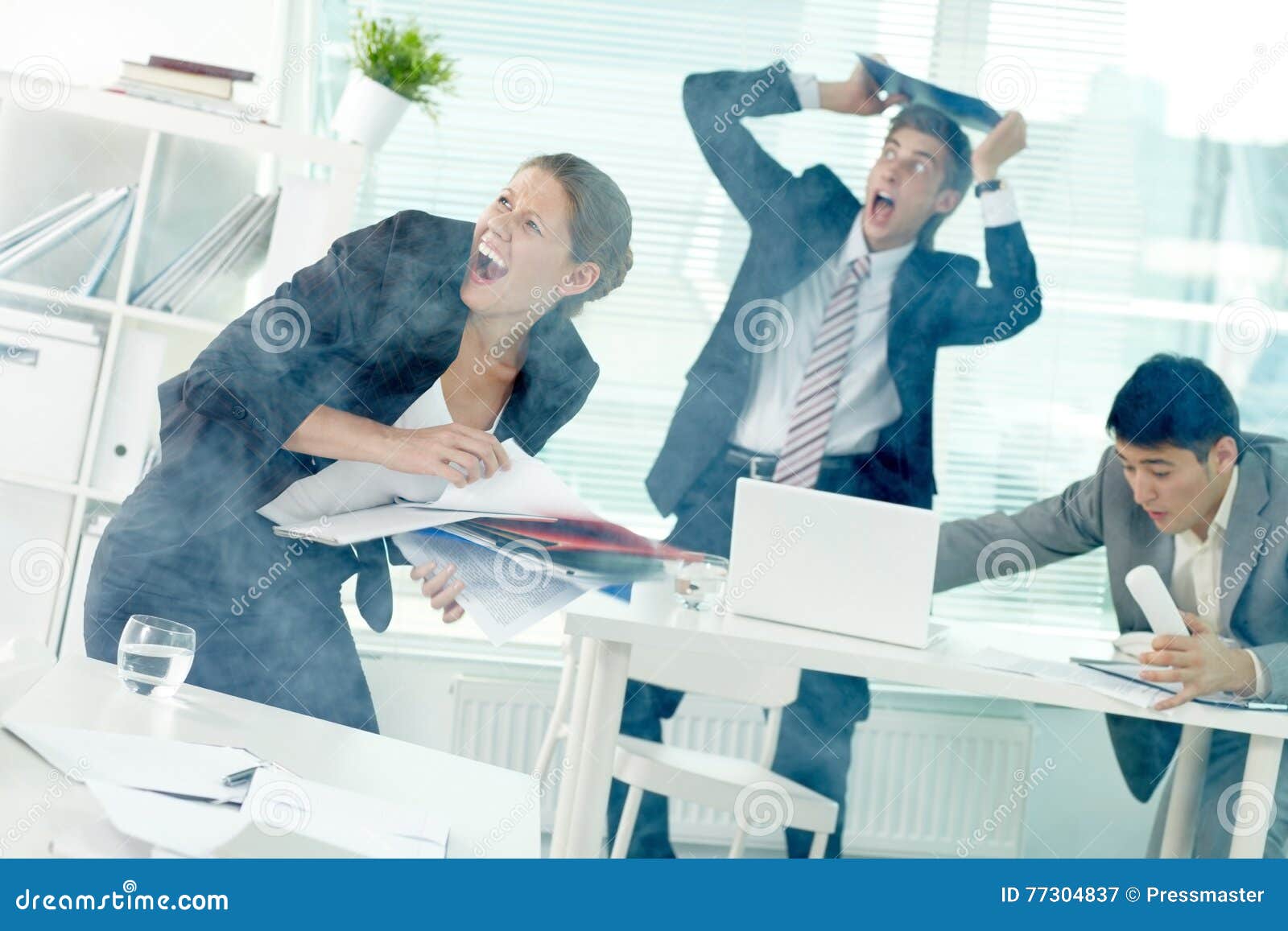 Fire in office stock image. Image of terrified, office - 77304837