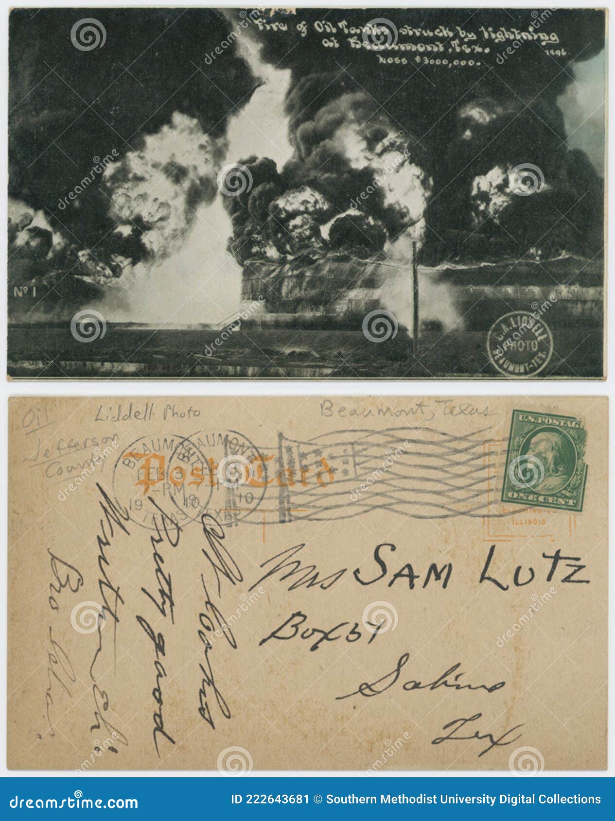 Fire Of Oil Tanks Struck By Lightning At Beaumont, Tex. Picture Image ...