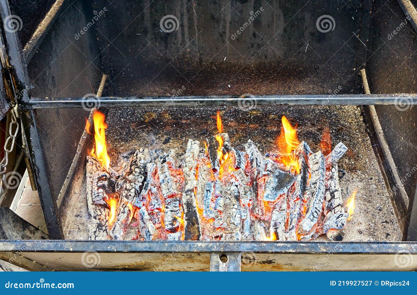 Fire in an Old Rustic Metal Smokehouse Stock Image - Image of cuisine ...