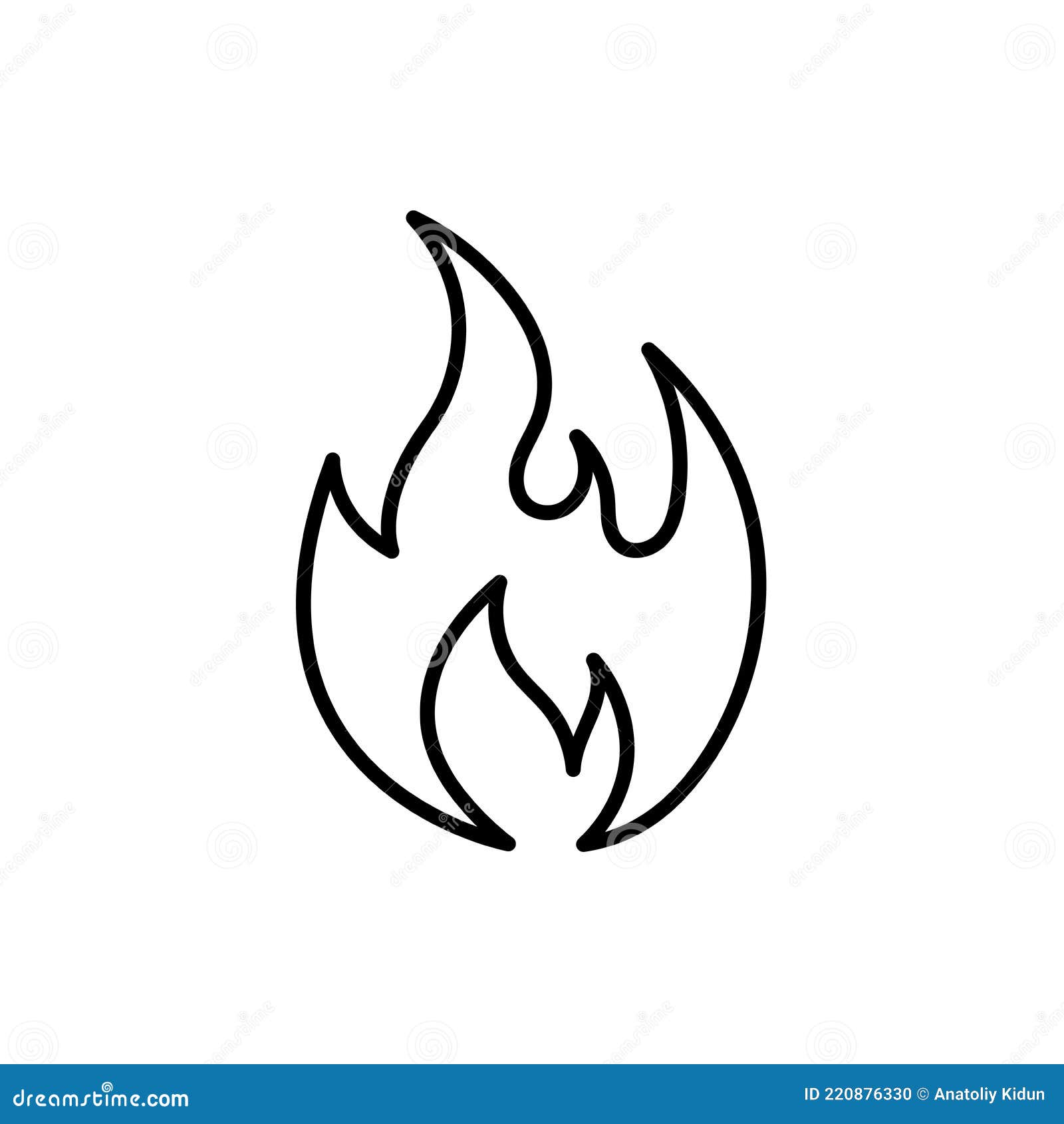 Fire Outline Thin Symbol, Dark on White Background, Logo Editable ...