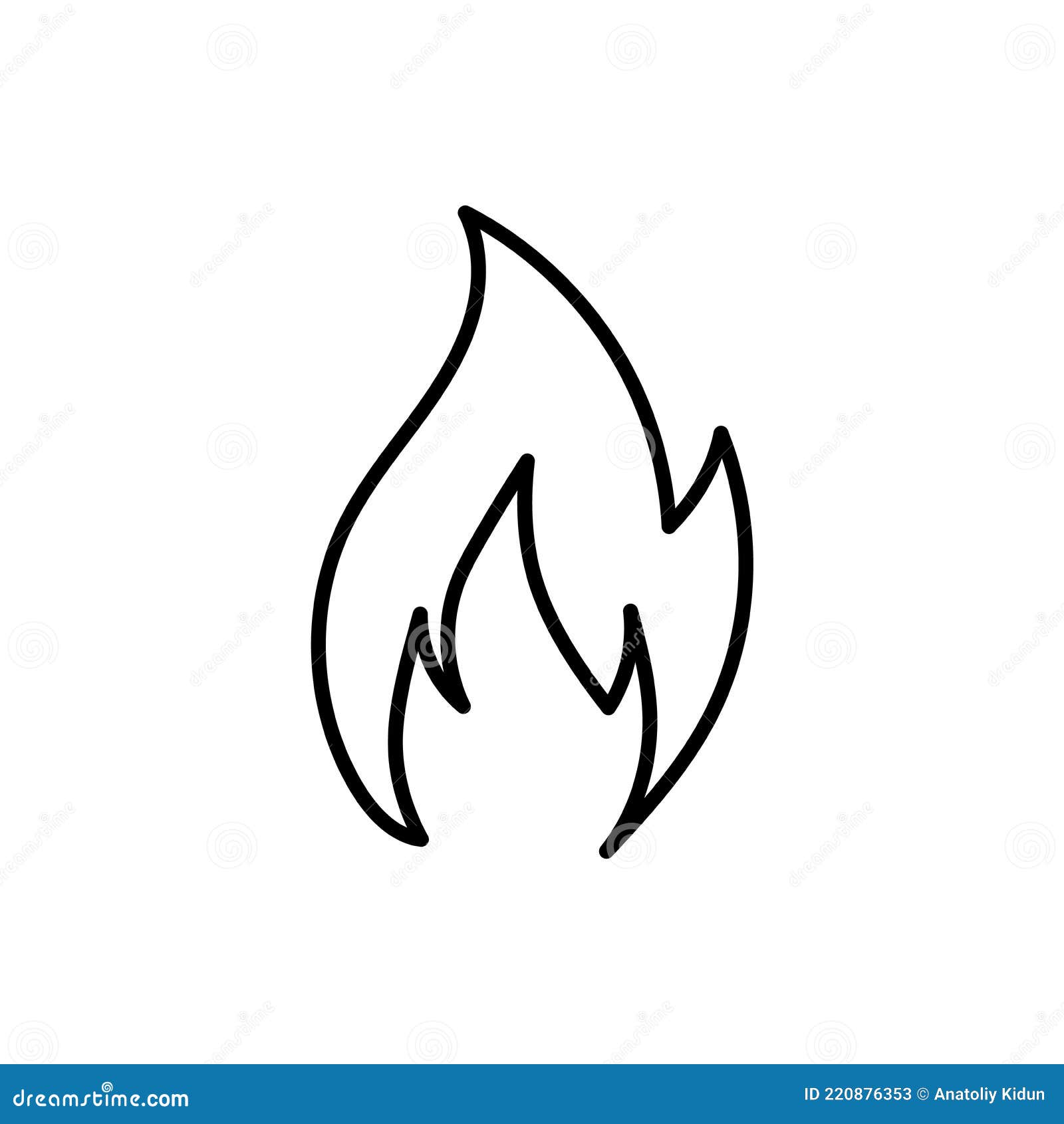Fire Outline Thin Symbol, Dark on White Background, Logo Editable ...