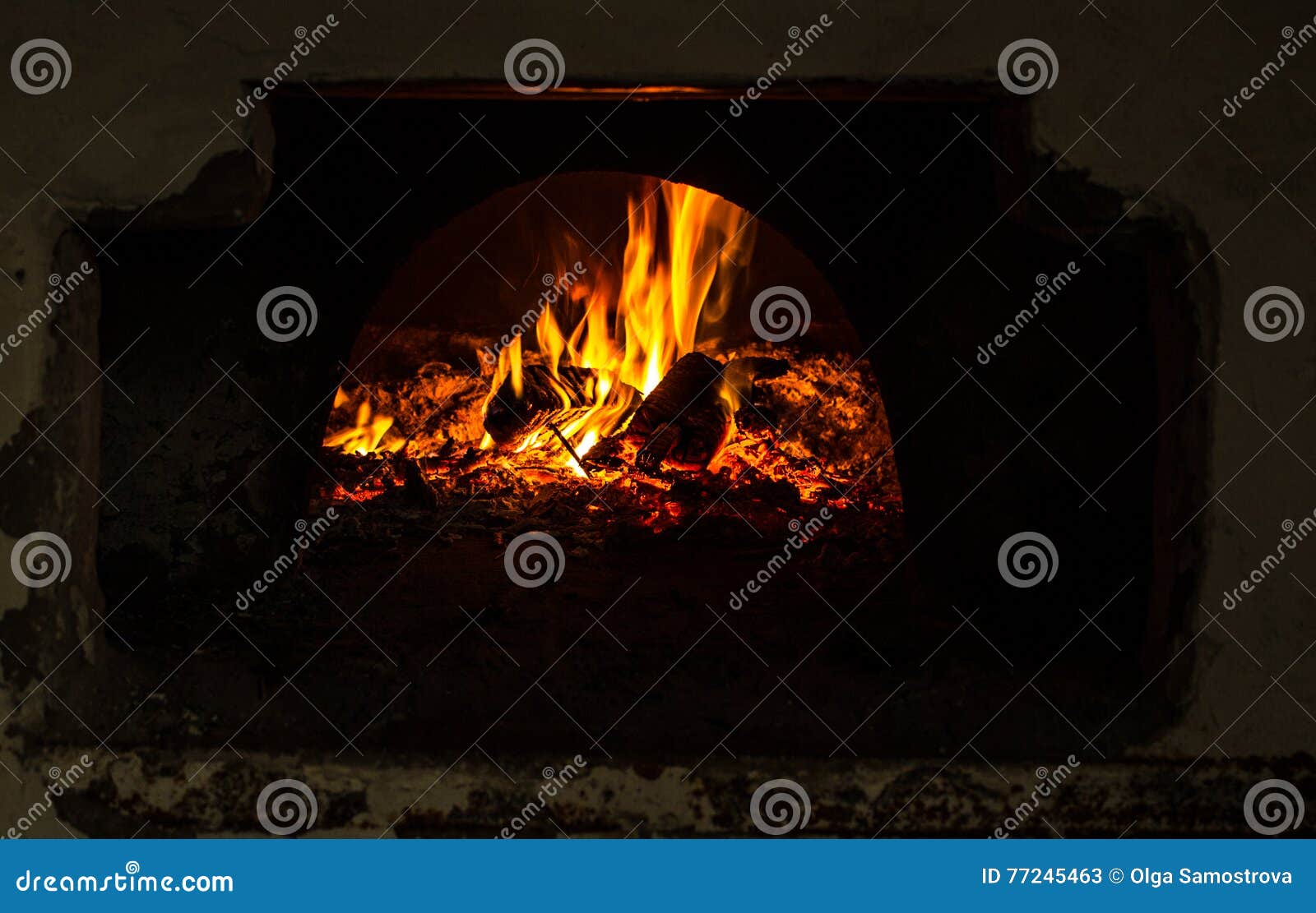 Fire in Oven. Fire in Traditional Baking Ovens for Cooking Stock Image ...
