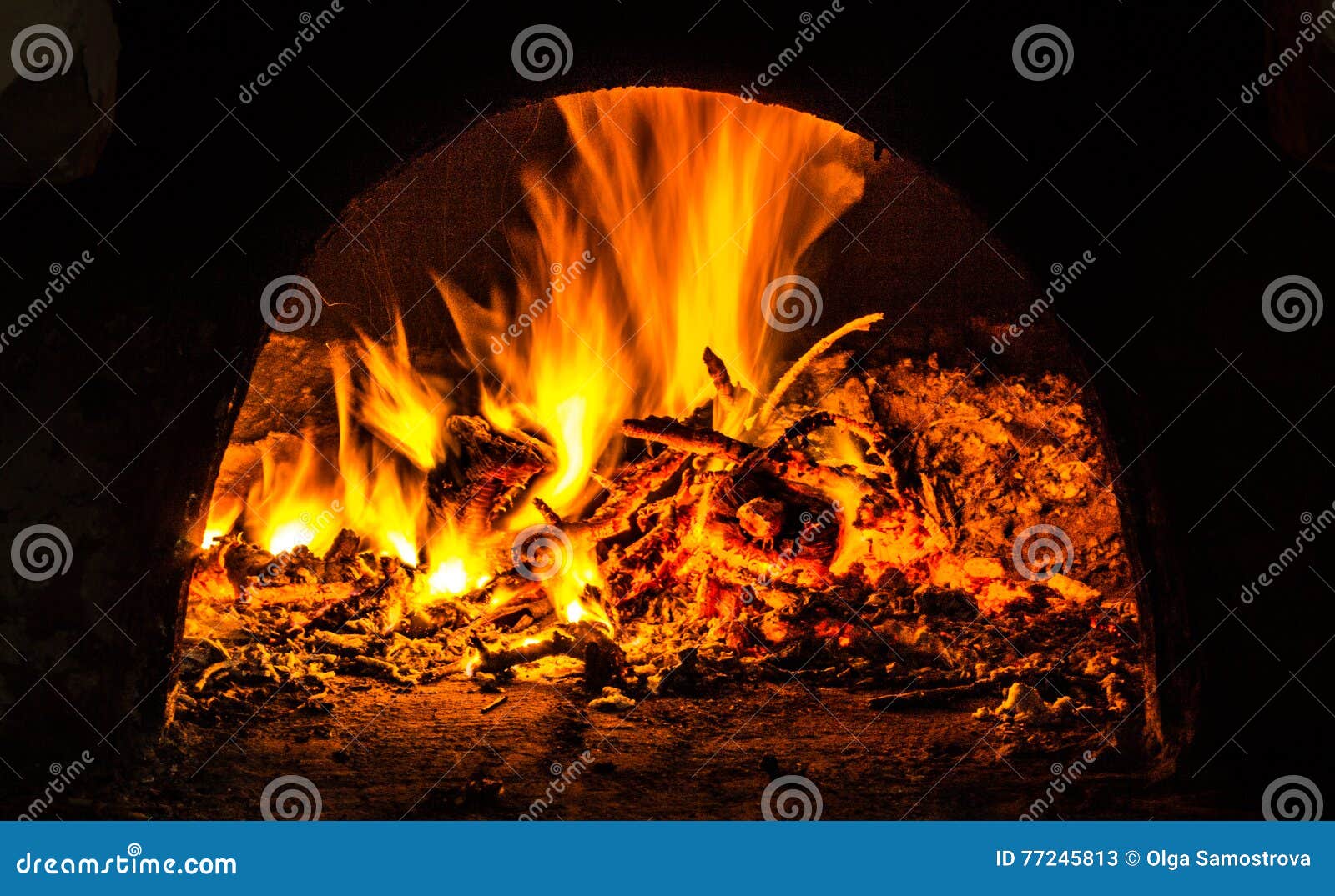 Fire in Oven. Fire in Traditional Baking Ovens for Cooking Stock Image ...