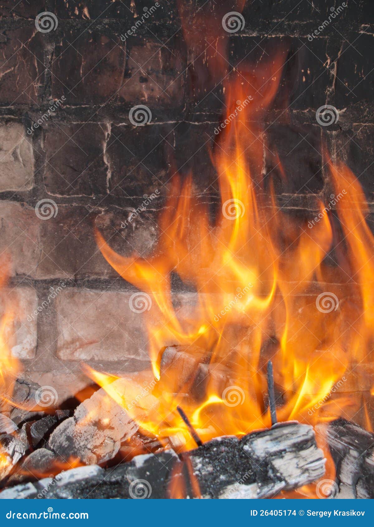 Fire over coals stock photo. Image of heat, color, bonfire - 26405174
