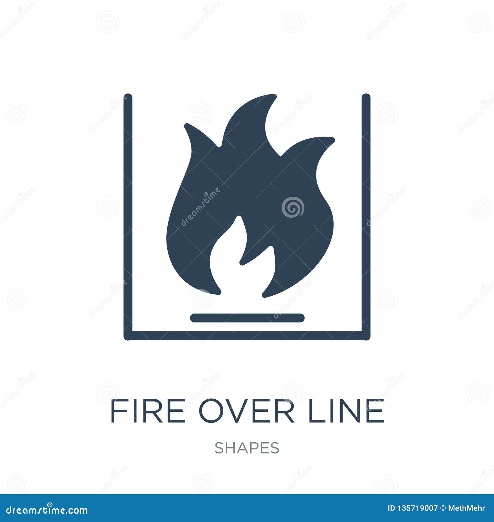 Fire Over Line Icon in Trendy Design Style. Fire Over Line Icon ...