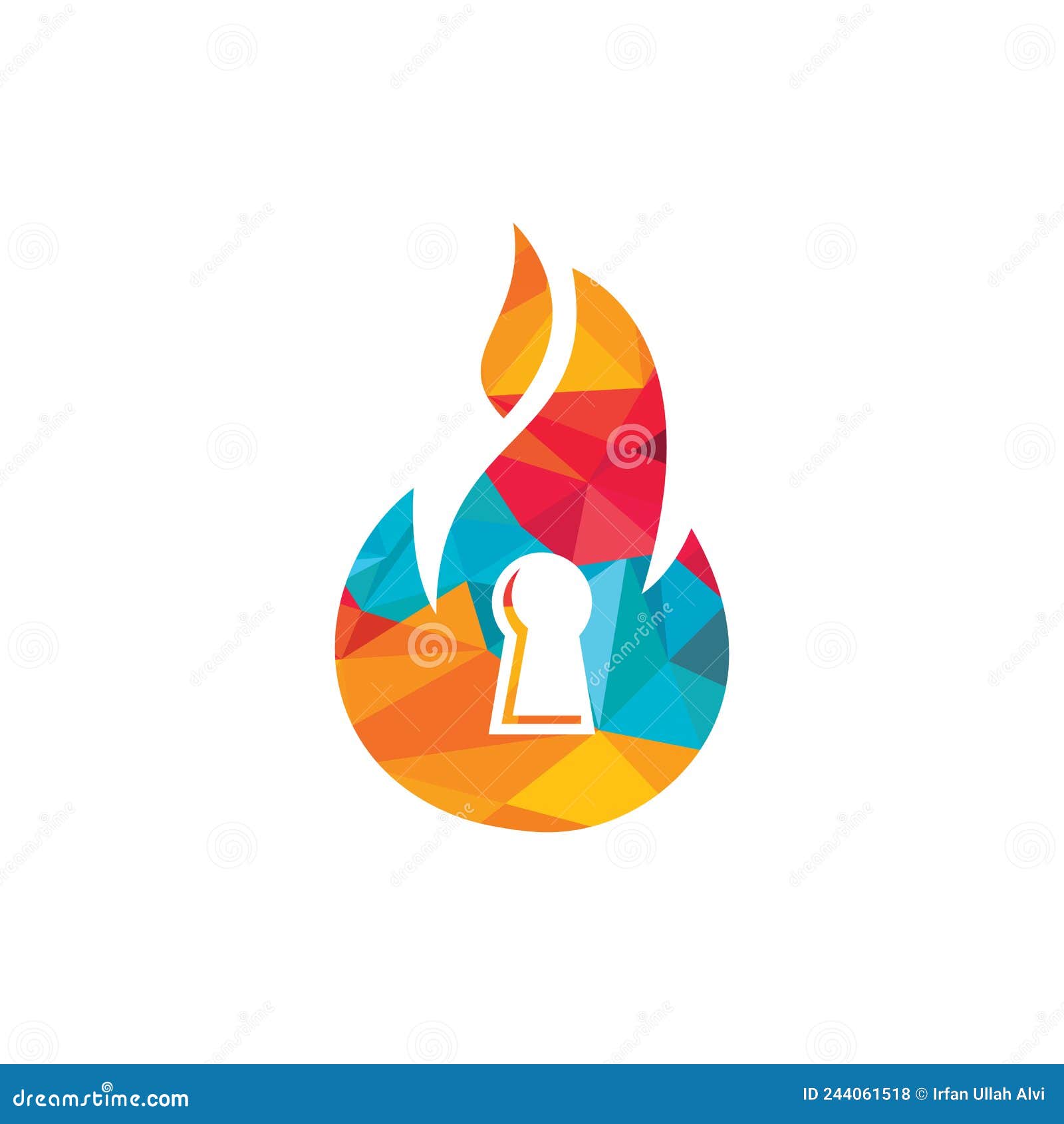 Fire Padlock Key Logo Design Template. Fire Flame Key Logo Icon. Stock ...