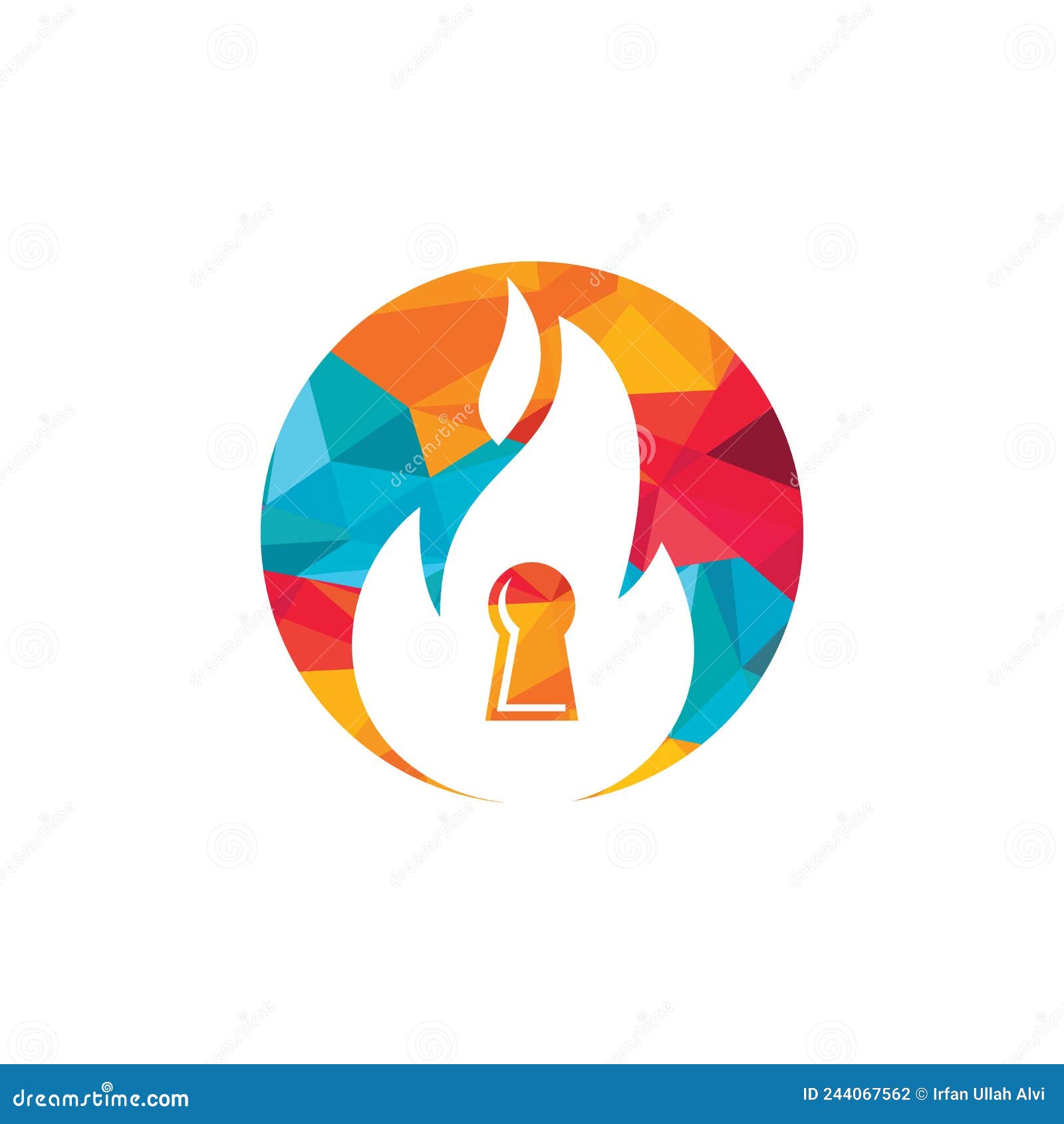 Fire Padlock Key Logo Design Template. Fire Flame Key Logo Icon. Stock ...