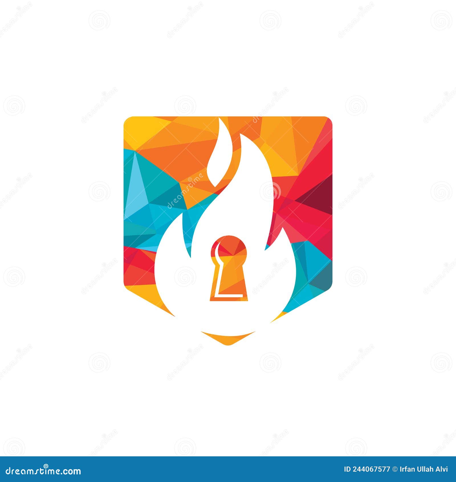 Fire Padlock Key Logo Design Template. Fire Flame Key Logo Icon. Stock ...