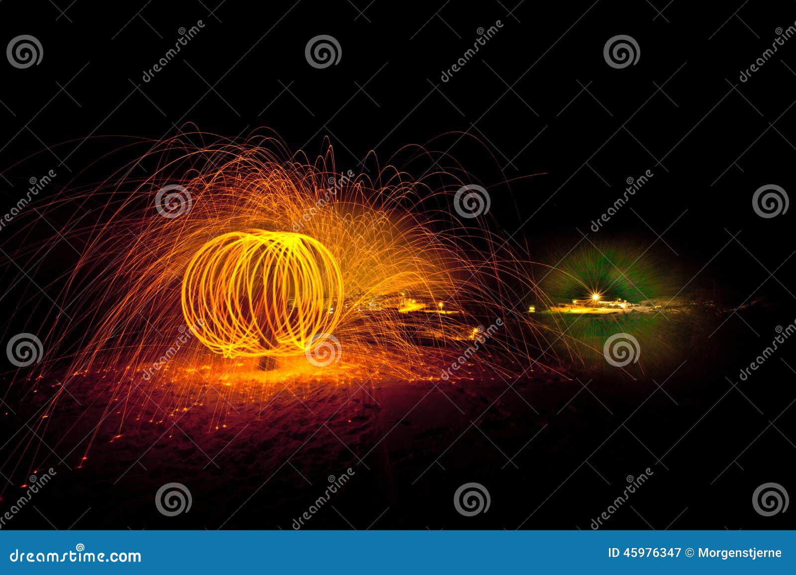 Fire Painting, Light Painting with Sparks Stock Image - Image of heat ...