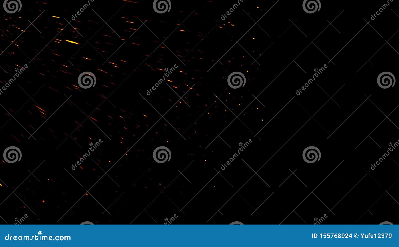 Fire Particles Effect Dust Debris Isolated on Black Background, Motion ...