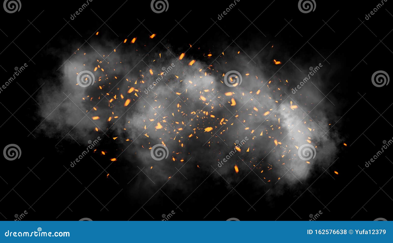 Fire Particles Effect Dust Debris Isolated on Black Background, Motion ...