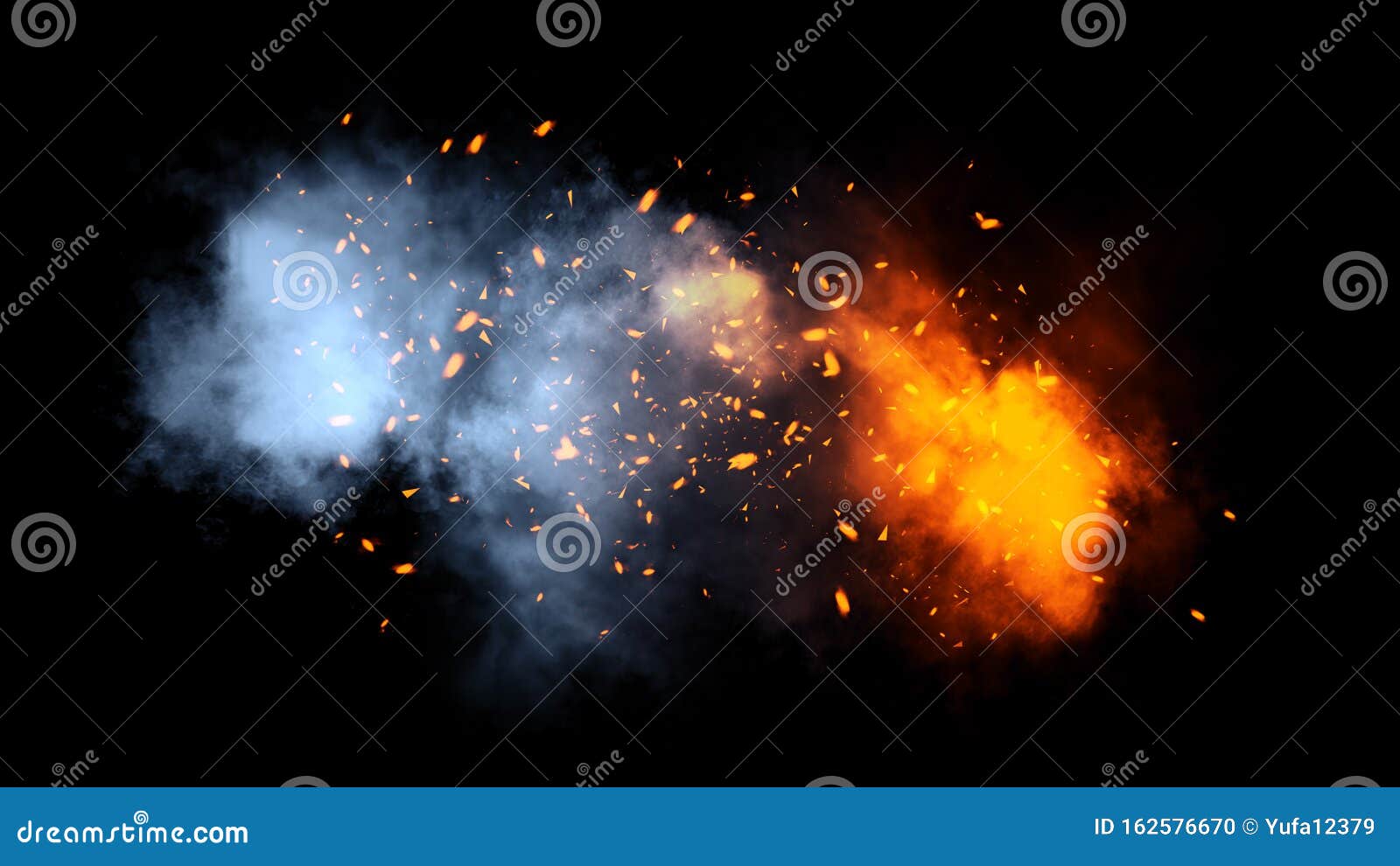 Fire Particles Effect Dust Debris Isolated on Black Background, Motion ...