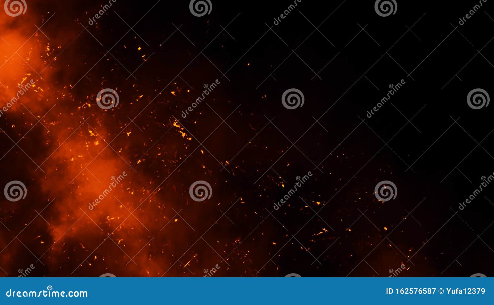 Fire Particles Effect Dust Debris Isolated on Black Background, Motion ...