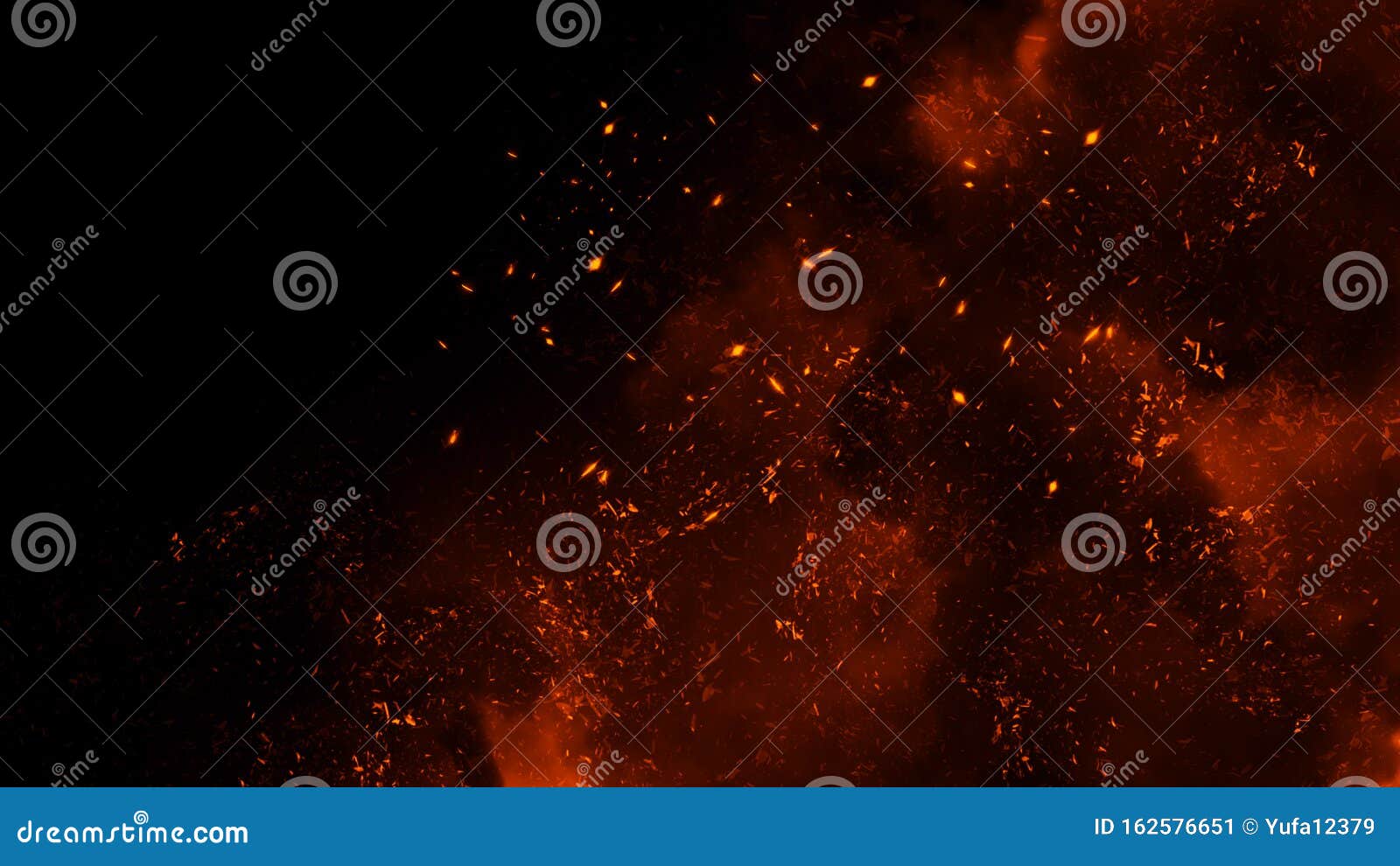 Fire Particles Effect Dust Debris Isolated on Black Background, Motion ...
