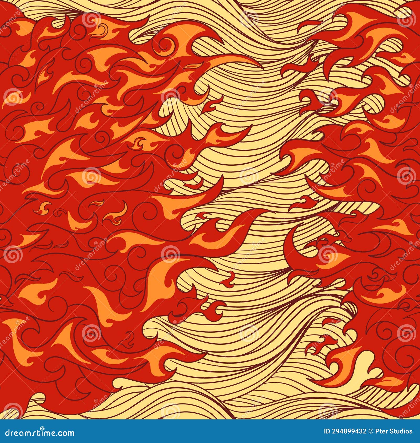 Fire Pattern Vector with Seamless Abstrack Lines Stock Vector ...